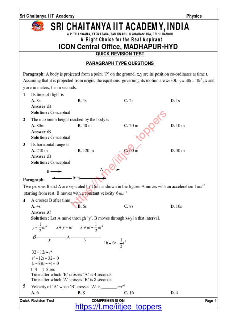 Sri Chaitanya Physics PARAGRAPH Type Question ...