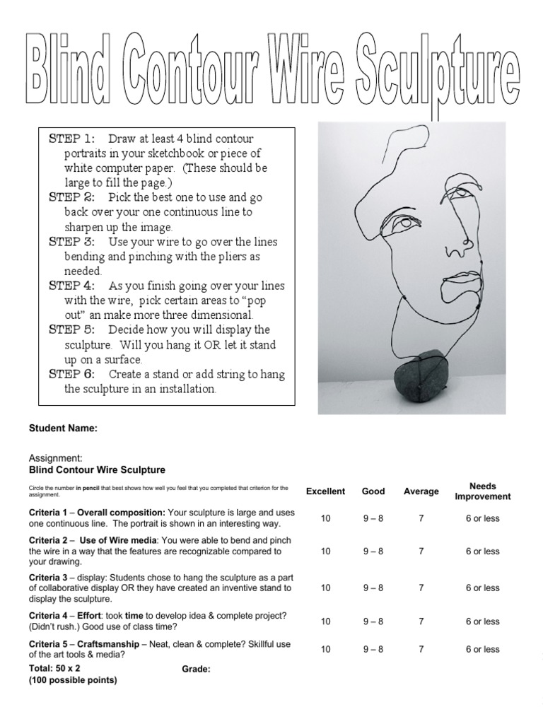 Blind Contour Wire Sculpture Handout | PDF | Paintings | Sculpture