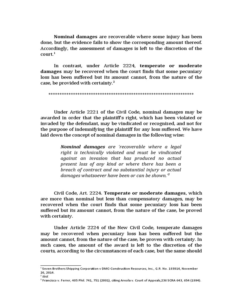 Nominal V Temperate Damages | PDF | Law