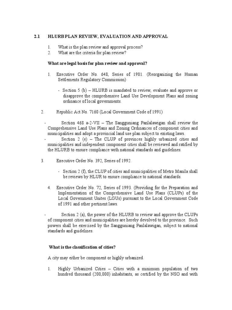HLURB Plan Review and Approval Process | PDF | Public Law | Policy