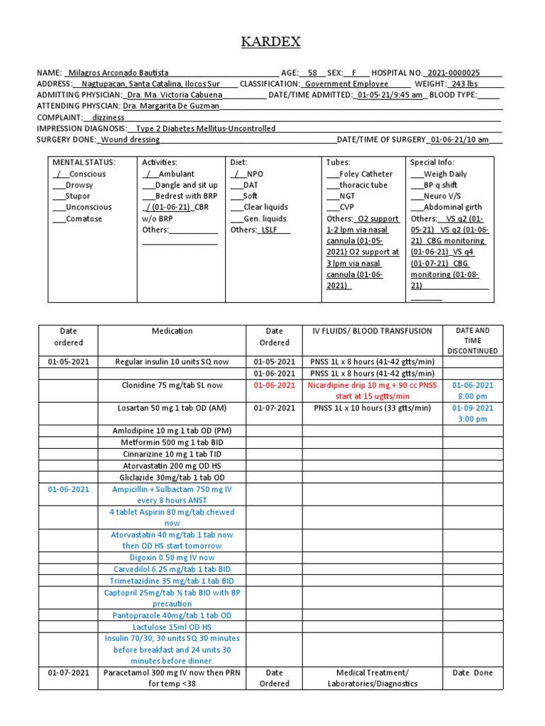 KARDEX | PDF | Clinical Medicine | Rtt