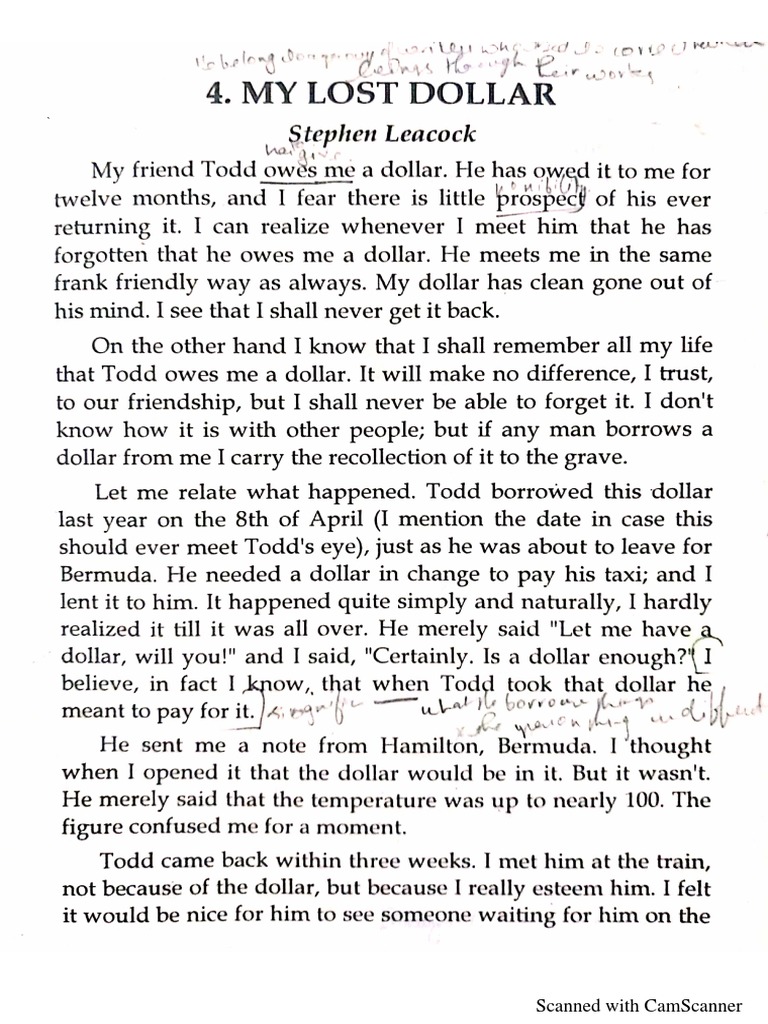 My Lost Dollar by Stephen Leacock | PDF