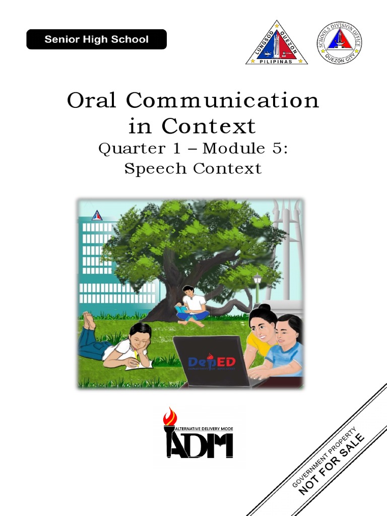 Oral Communication in Context: Quarter 1 - Module 5: Speech Context | PDF | Interpersonal ...