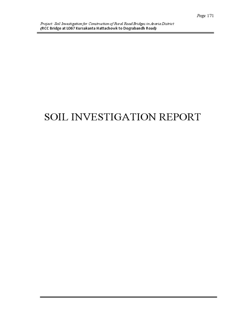 Soil Investigation Report for Rural Road Bridge Construction | PDF ...