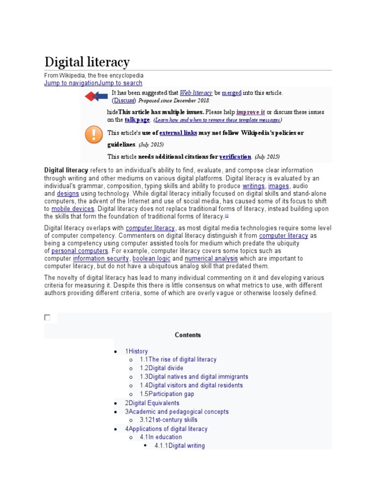 Digital Literacy | PDF | Communication | Internet