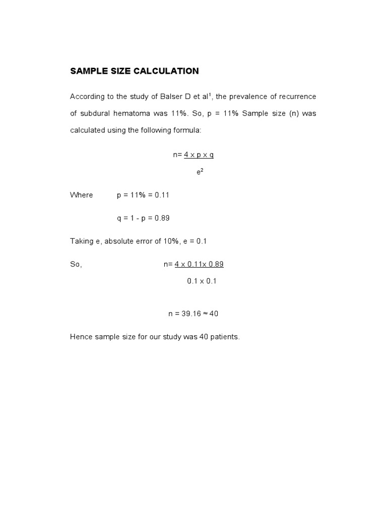 Sample Size Calculation | PDF | Medical Specialties | Clinical Medicine