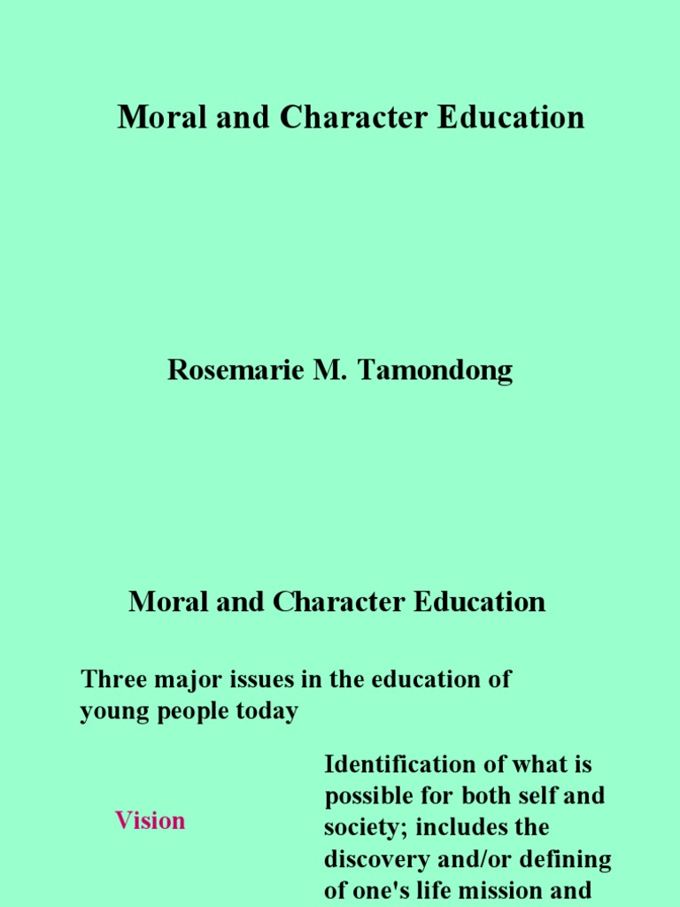 1 Character - Moral Education | PDF | Morality | Adolescence