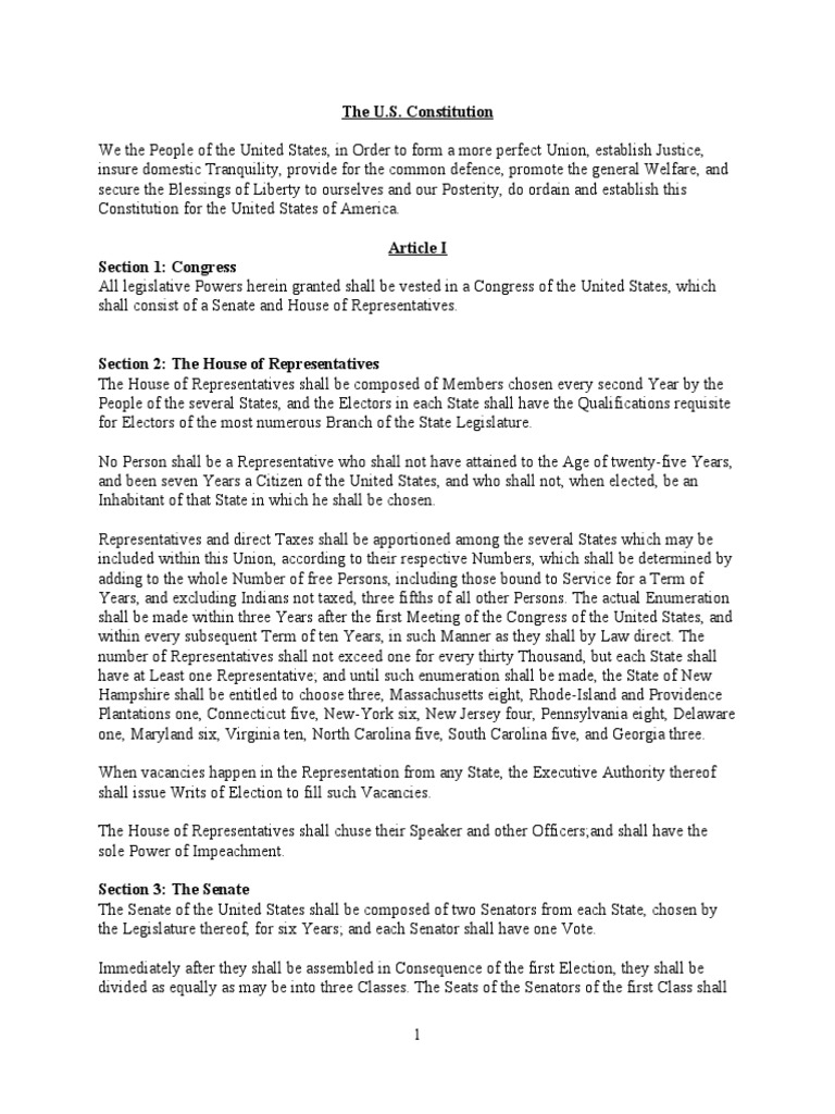 The United States Constitution | PDF | American Government | Presidents ...