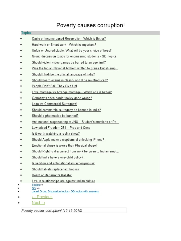 Poverty Causes Corruption | PDF | Corruption | Poverty