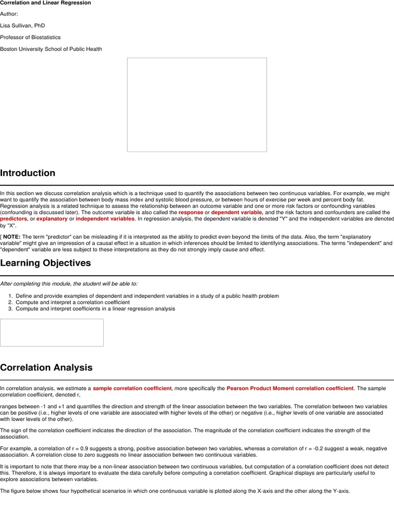 Response Dependent Variable, Predictors Explanatory Independent Variables | PDF | Correlation ...