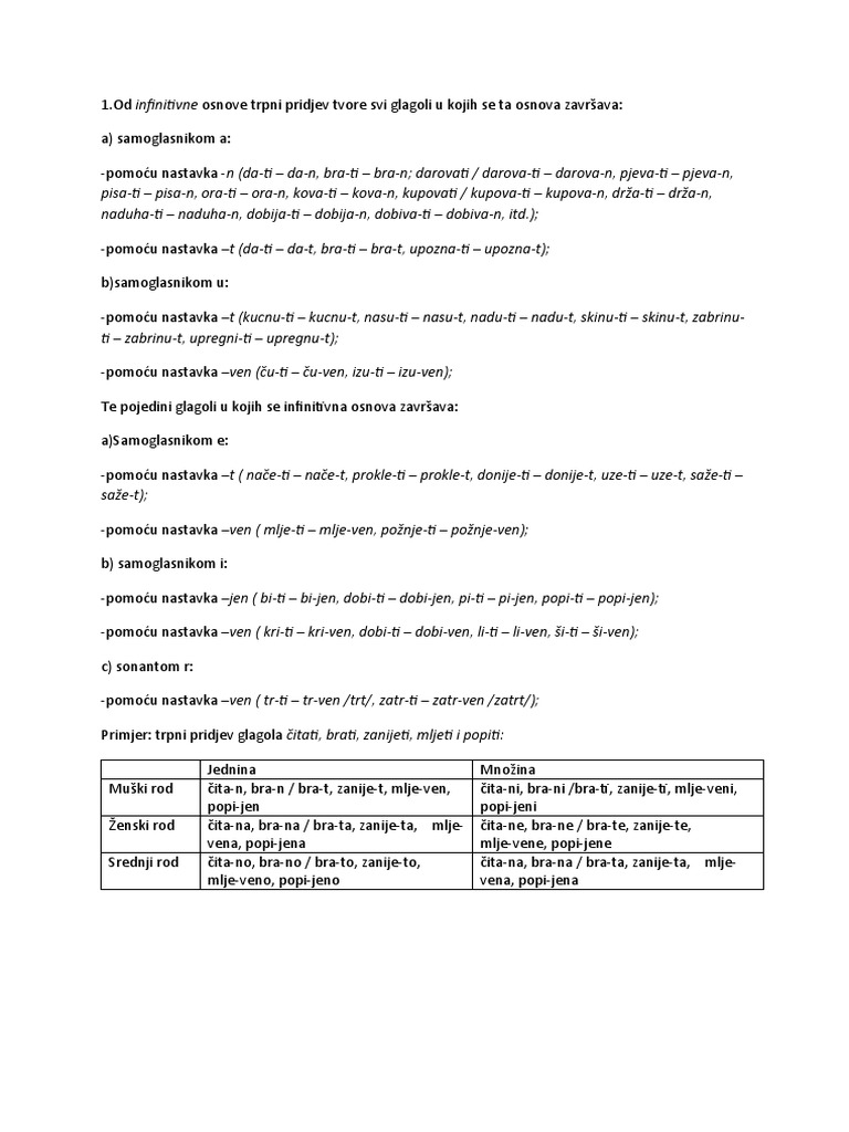 Bosanski - Glagolski Pridjev | PDF