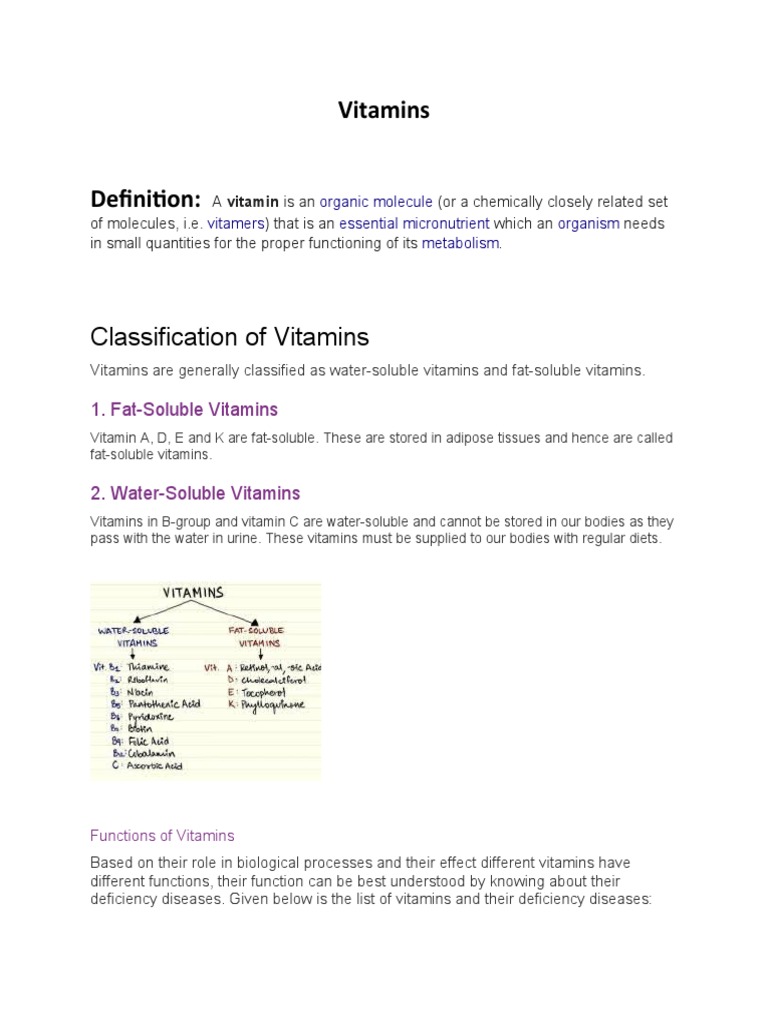 Classification of Vitamins | PDF | Vitamin | Vitamin A