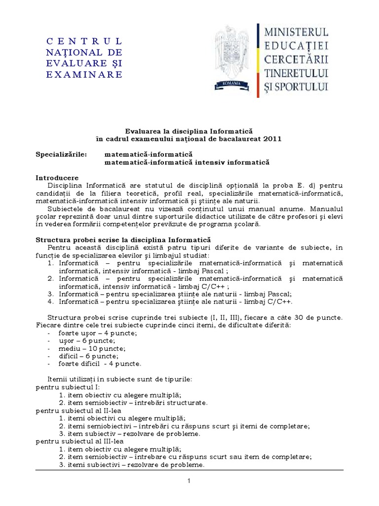 Proba E D Informat | PDF