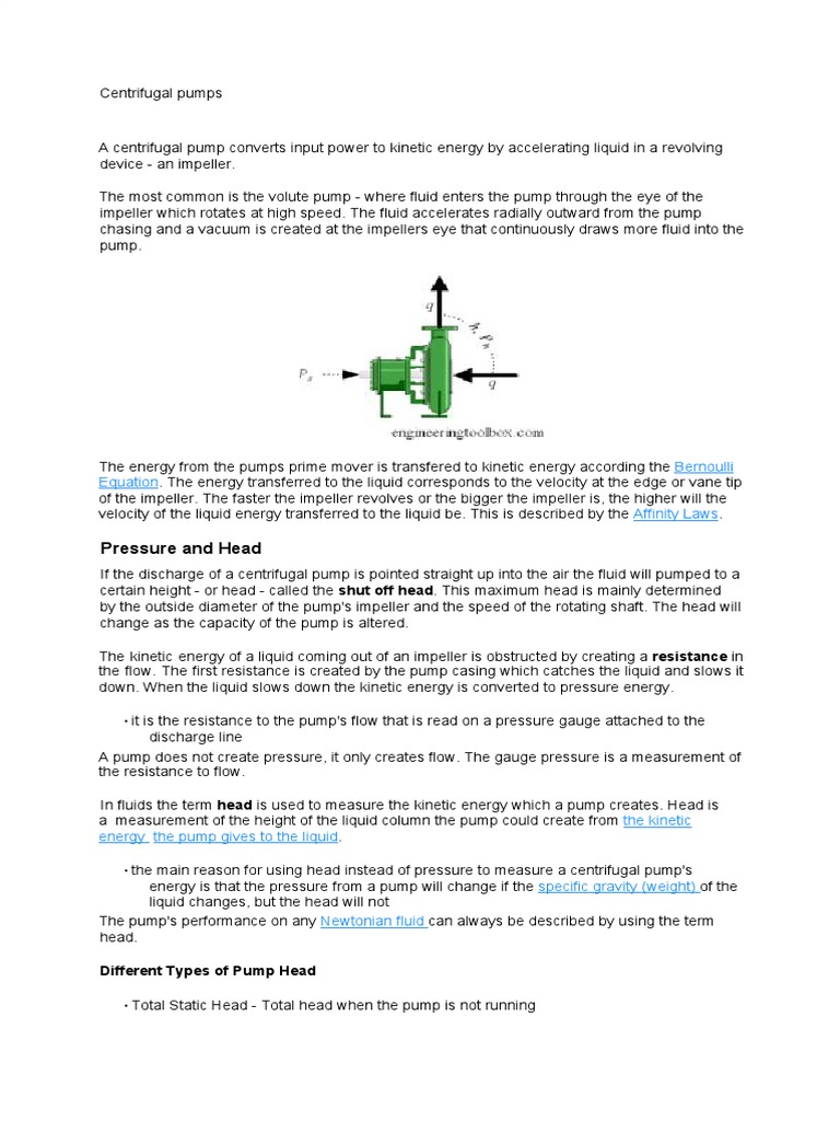 Pressure and Head: Bernoulli Equation Affinity Laws | PDF | Pump | Pressure