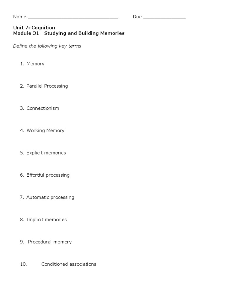 Cognition Study Guide | PDF | Intelligence Quotient | Memory