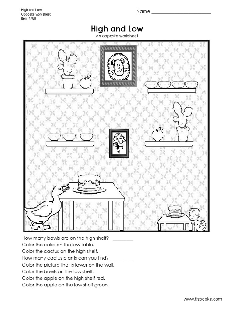 High and Low: An Opposite Worksheet | PDF