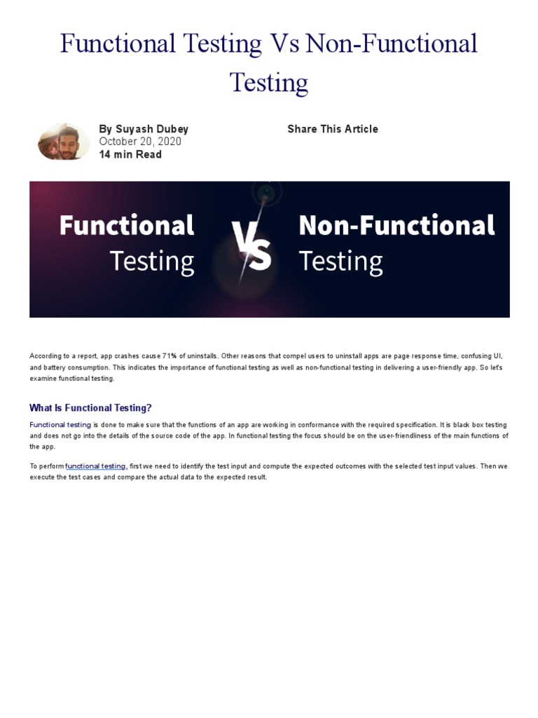 Functional Testing Vs Non-Functional Testing | PDF | Software Testing ...