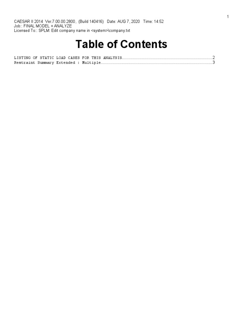 CAESAR II 2014 Static Load Analysis | PDF