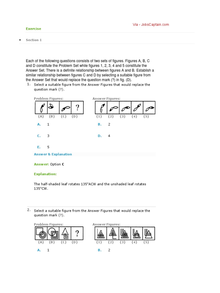Figure Analogy Questions and Answers | PDF | Geometric Shapes | Space