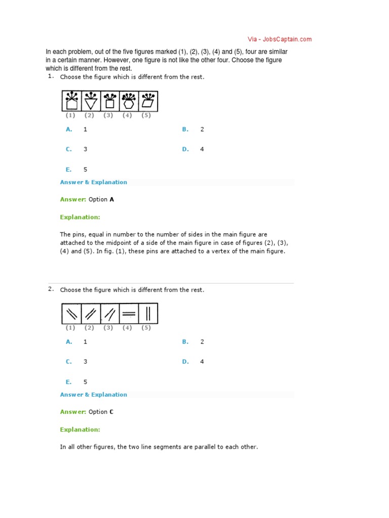 Classification Non Verbal Reasoning Questions and Answers | PDF ...