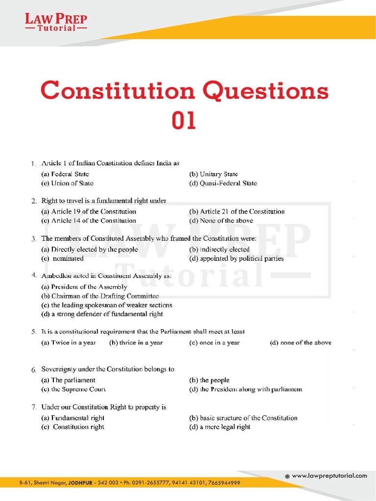 Constitution Questions | PDF