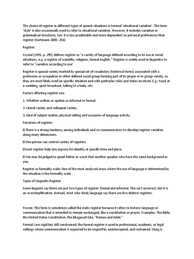 Style and Register | PDF | Human Communication | Neuropsychological ...