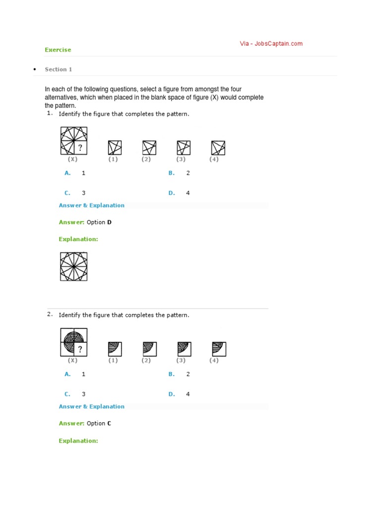 Pattern Completion Non Verbal Reasoning Questions and Answers | PDF