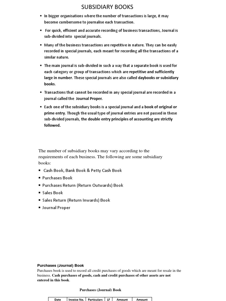 (Subsidiary Books) | PDF | Debits And Credits | Bad Debt