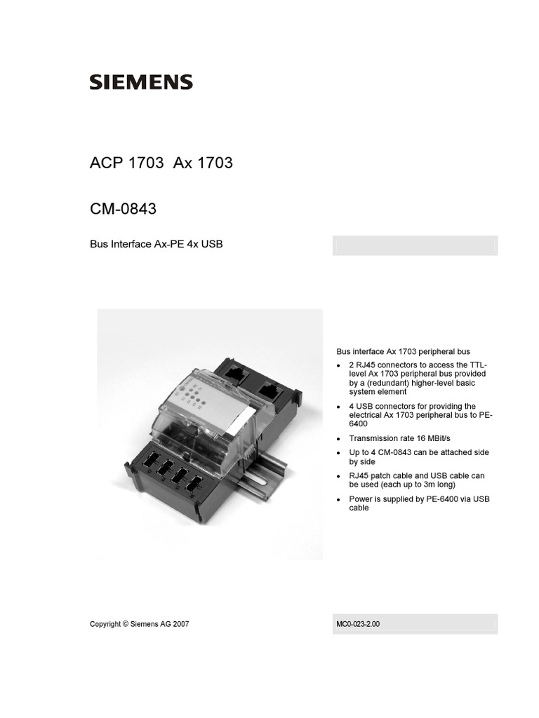 ACP 1703 Ax 1703 CM-0843: Bus Interface Ax-PE 4x USB | PDF | Usb ...