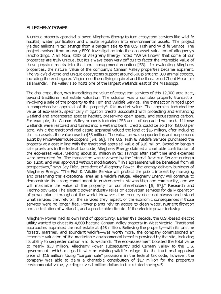 Allegheny Power | PDF | Real Estate Appraisal | Wetland