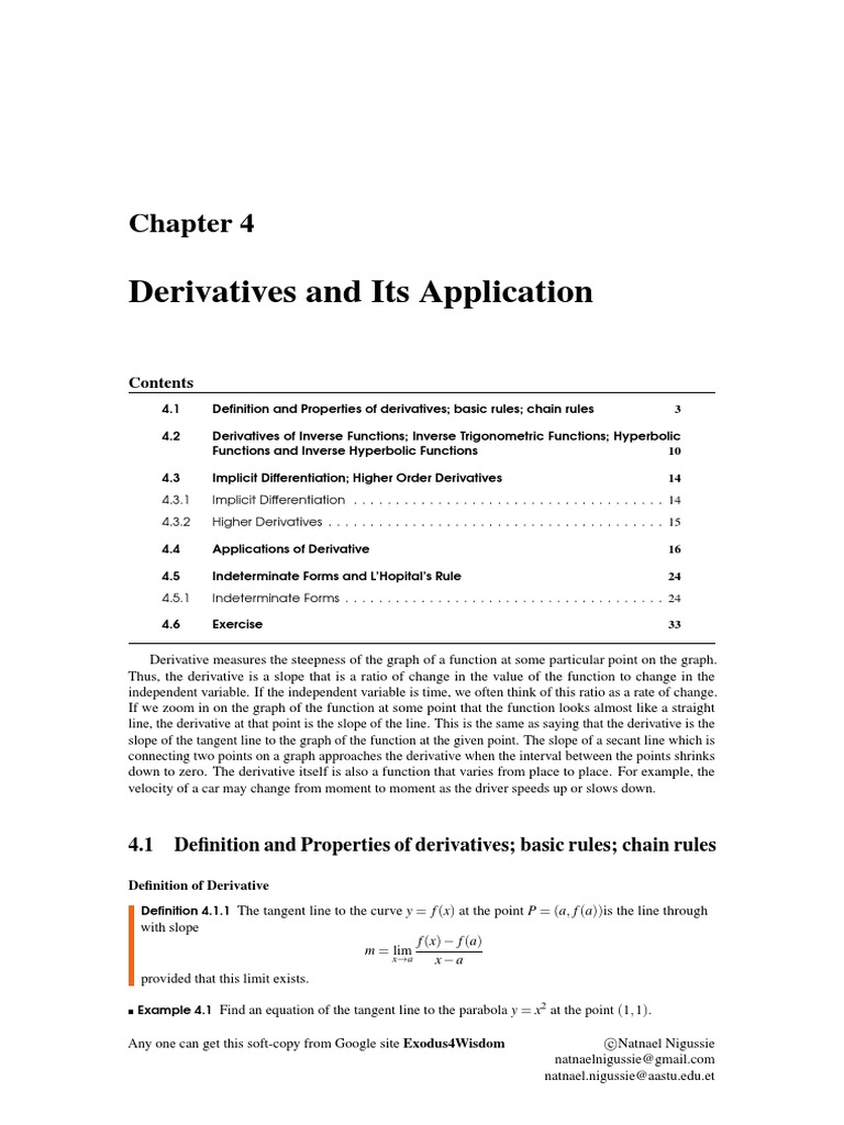 Derivatives and Their Applications | PDF | Derivative | Slope