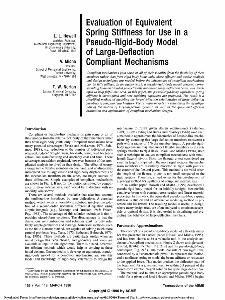 Evaluation of Equivalent Spring Stiffness For Use in A Pseudo-Rigid-Body Model of Large ...