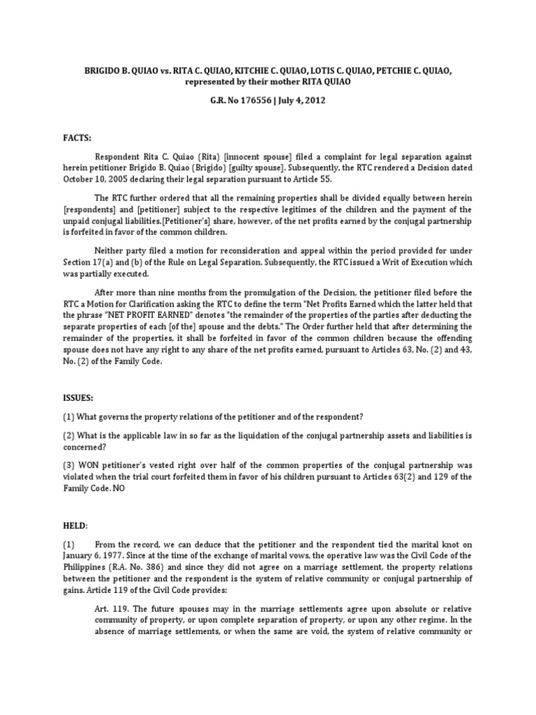 ANGELES 1 QuiaoVS - Quiao | PDF | Asset Forfeiture | Marriage