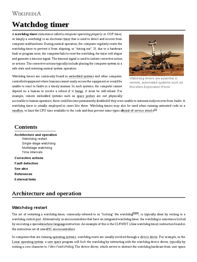 Watchdog Timer | PDF | Classes Of Computers | Computer Hardware