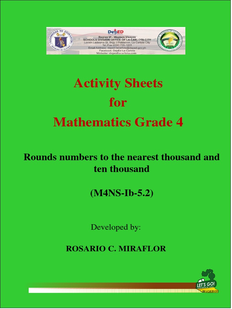 Mathematics Grade 4 - Activity Sheet - Round Numbers | PDF | Communication