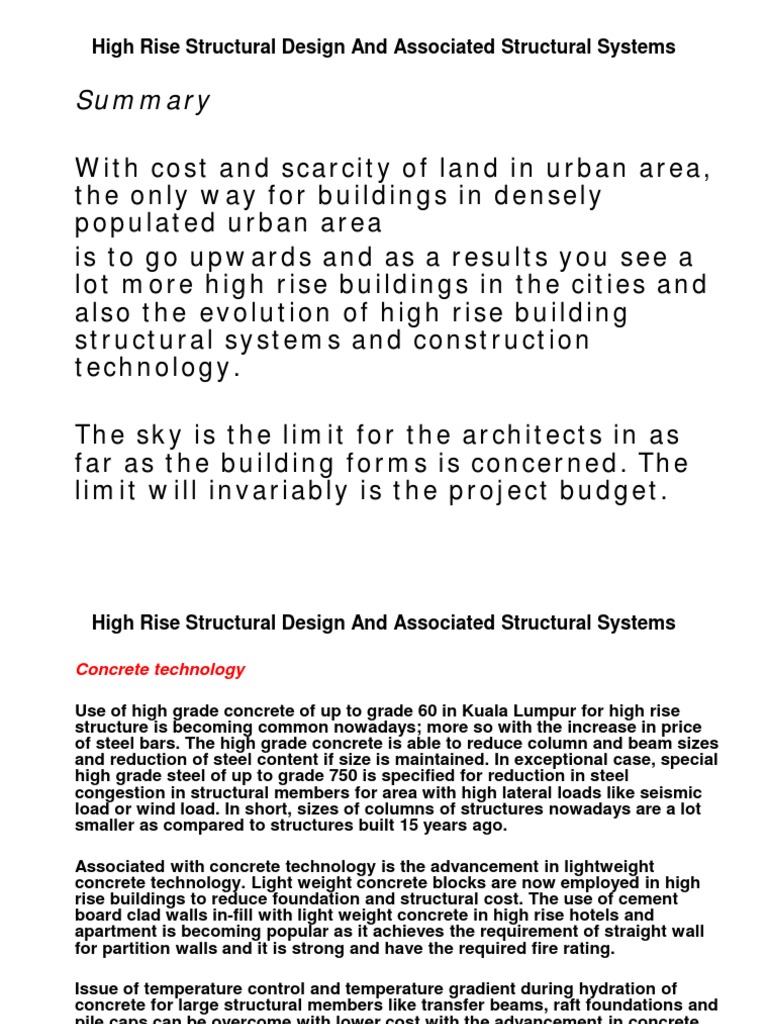 High Rise Structural Design and Associated Structural Systems Rev A PDF ...