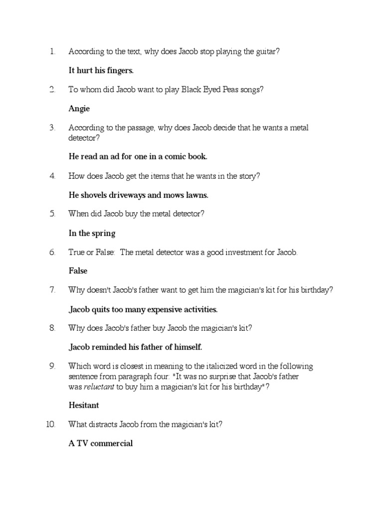 Jacob The Great Answers PDF | PDF | Business