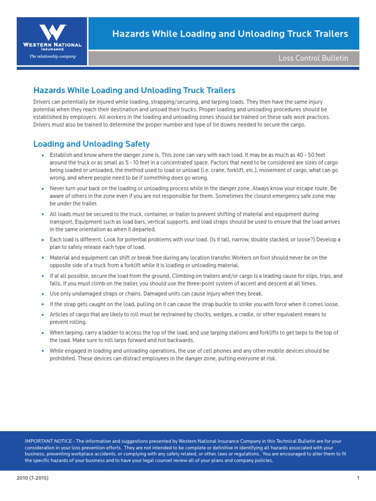 Hazards While Loading and Unloading Truck Trailers | PDF | Stevedore ...