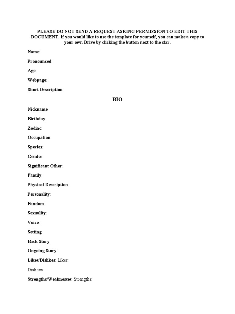 Charahub Template | PDF | Ghosts