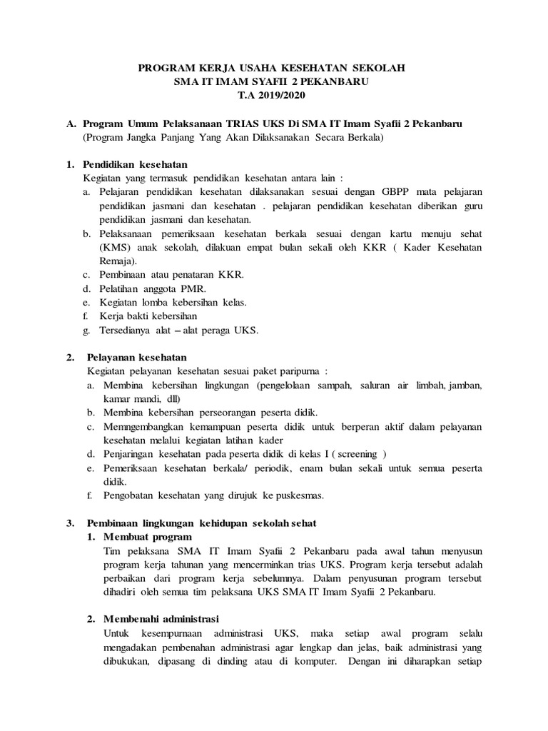Contoh Program Uks | PDF