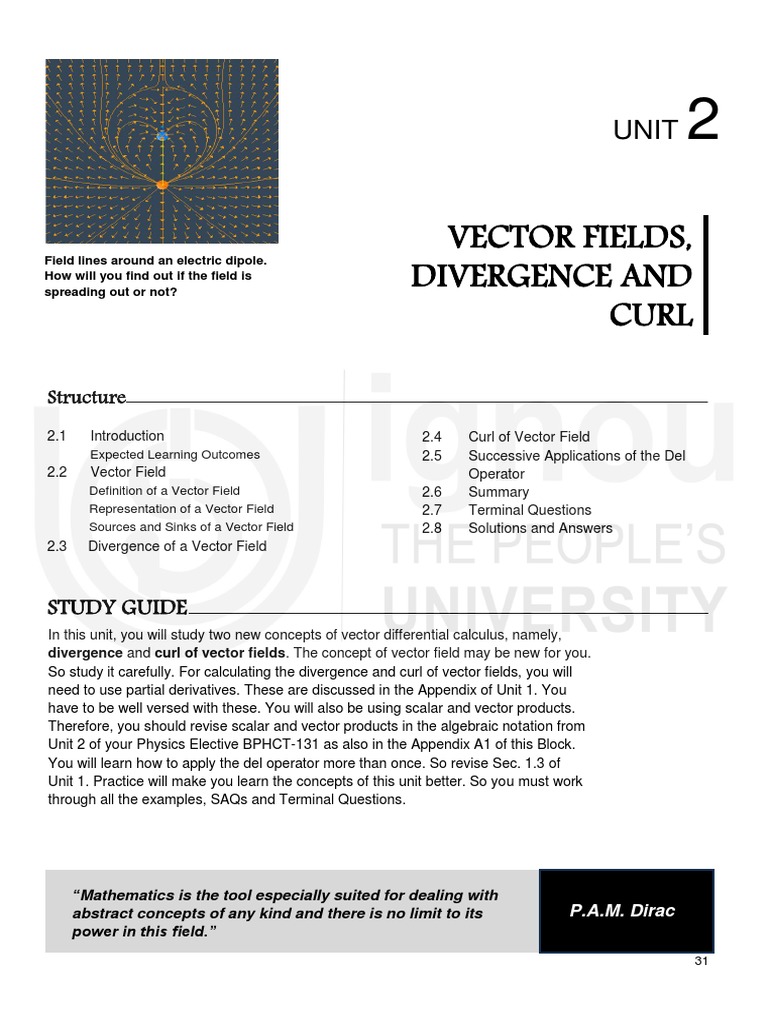 Vector Fields, Divergence and Curl: Study Guide | PDF | Divergence ...