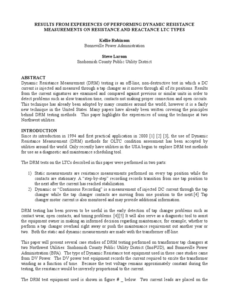 DRM Paper OLTC DVTest | PDF | Transformer | Force