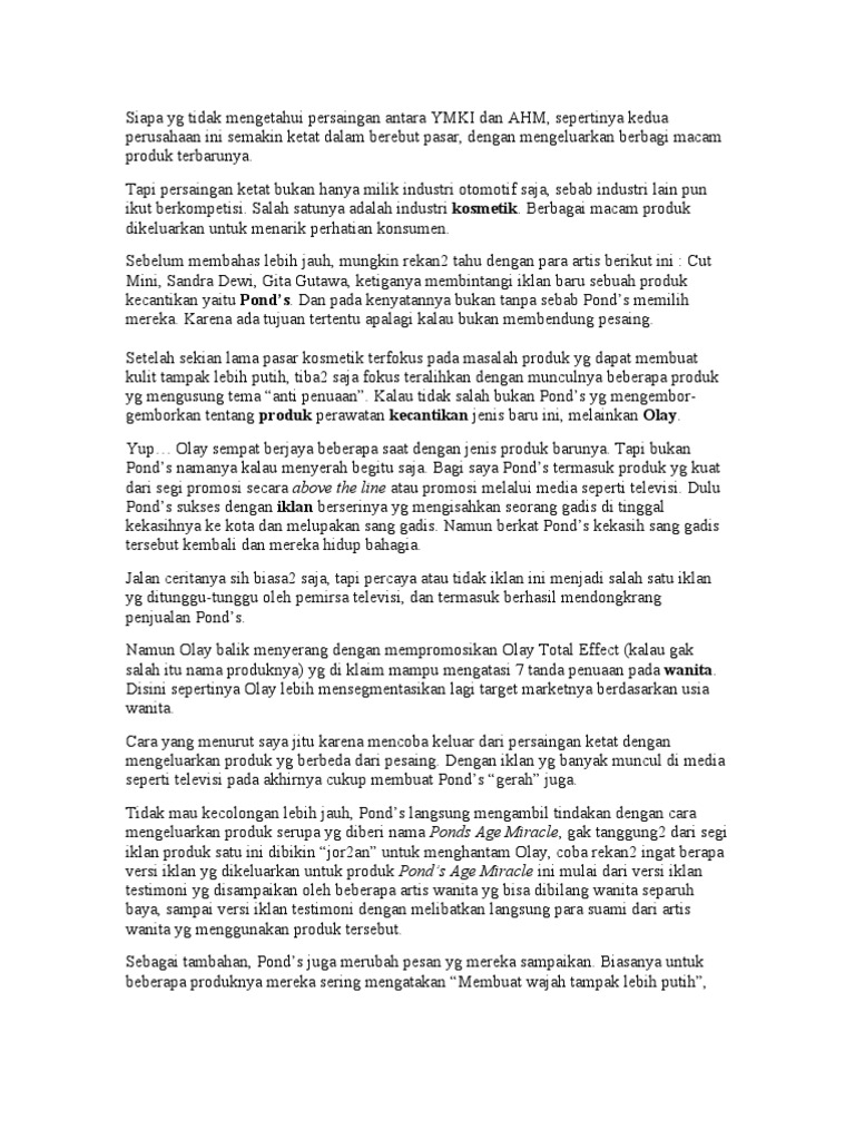 Ponds Dan Olay | PDF | Bisnis | Pengembangan Diri