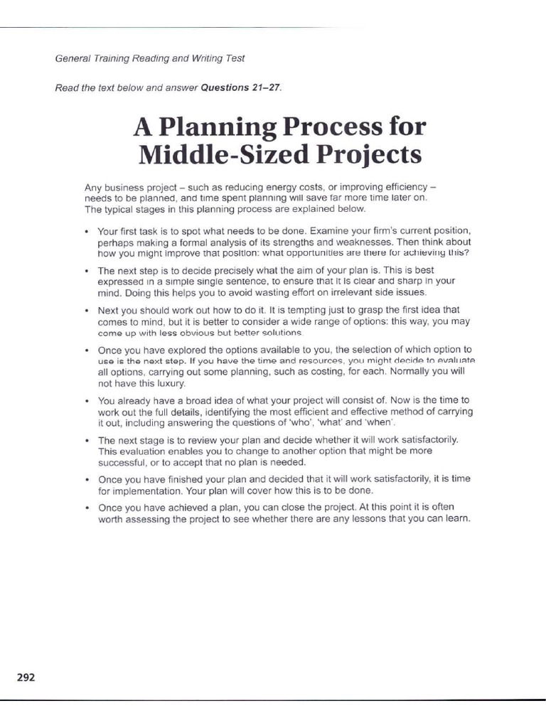 A Planning Process For Mid-Size Projects | PDF
