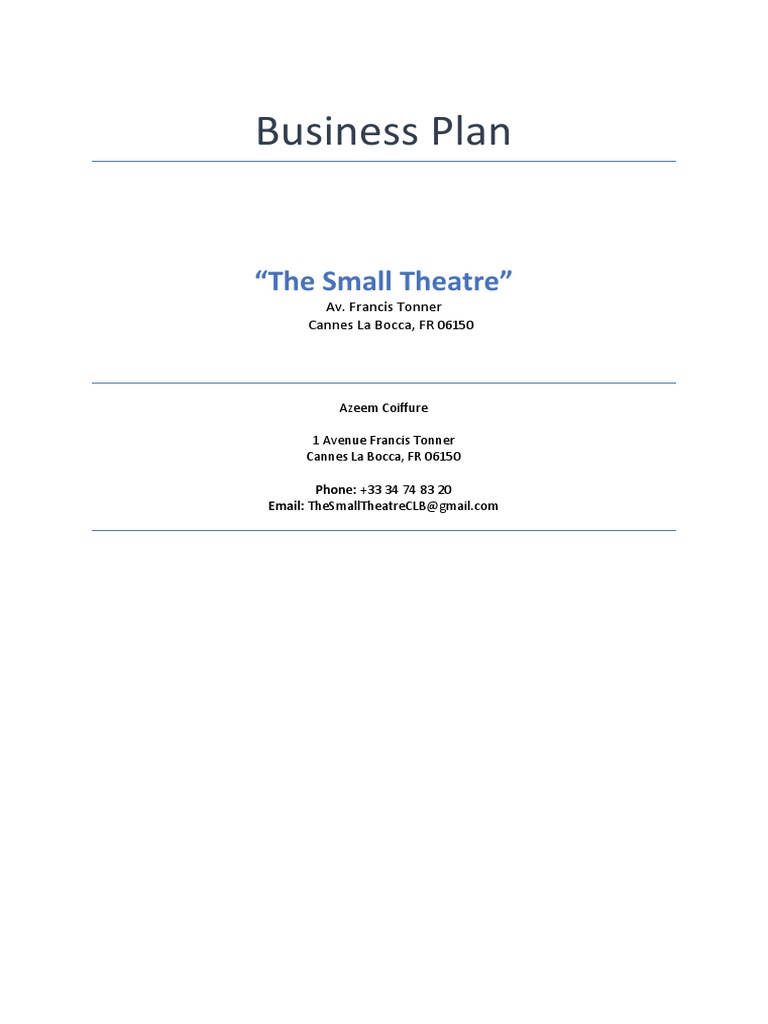 Business Plan Theatre | PDF | Cost | Income Statement
