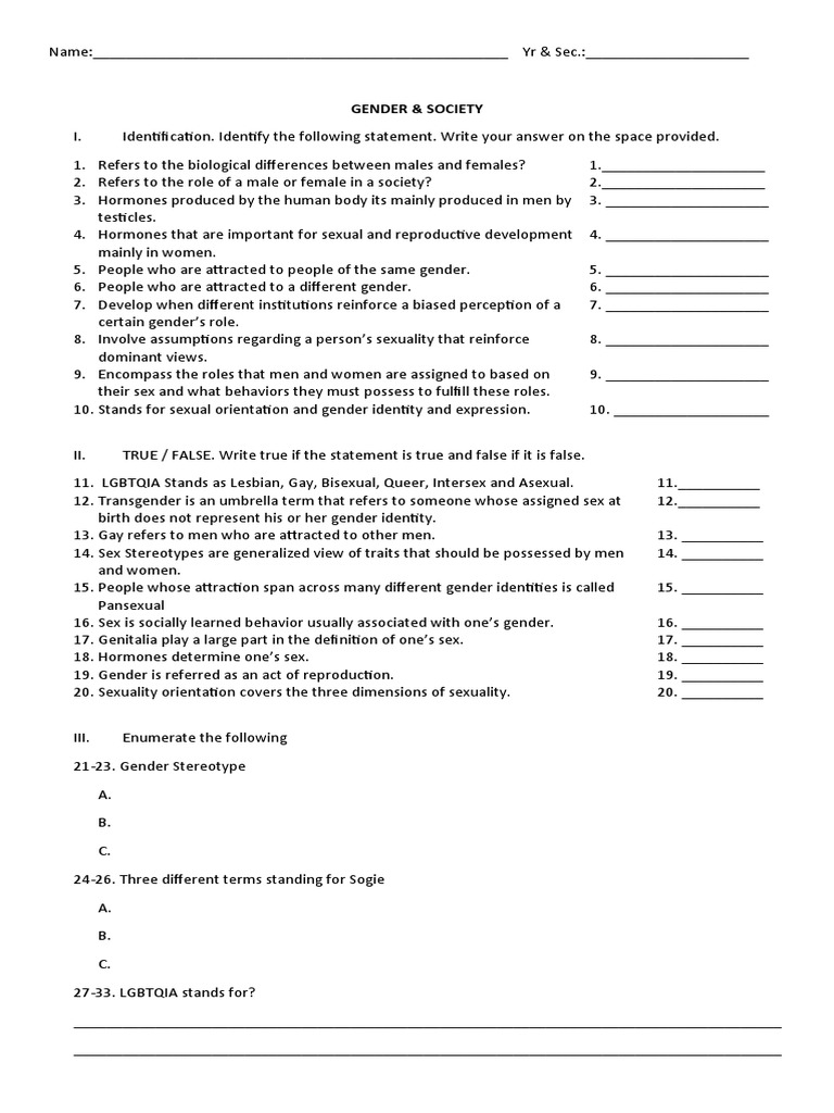 Quiz Gender | Download Free PDF | Sexual Orientation | Gender