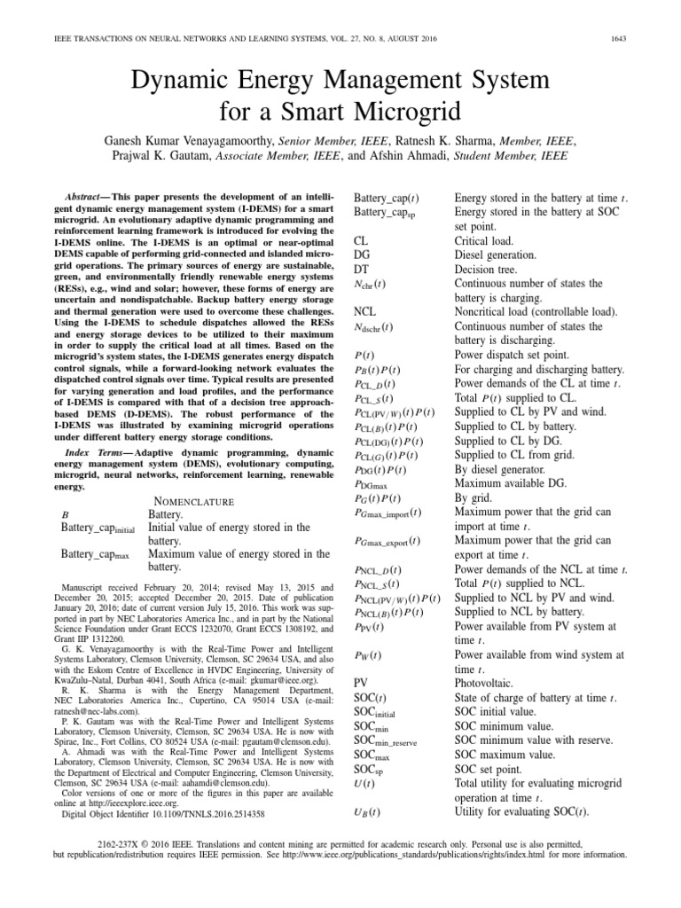 Dynamic Energy Management System | PDF | Distributed Generation ...