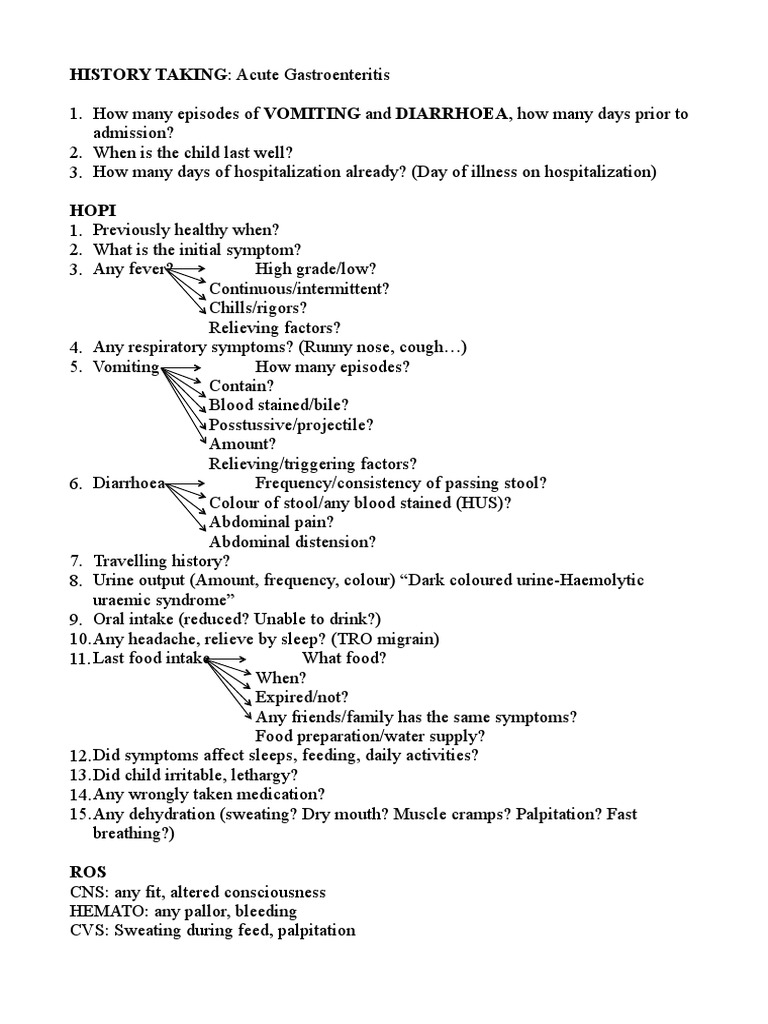HISTORY TAKING: Acute Gastroenteritis | Download Free PDF | Dehydration ...