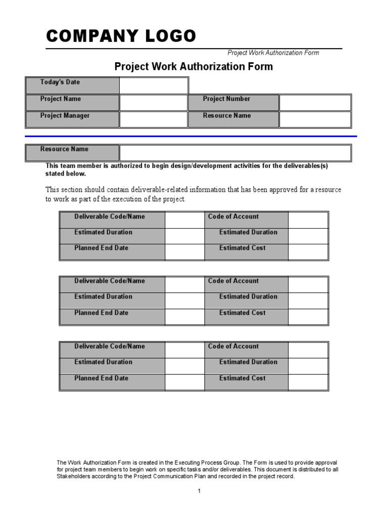 Project Work Authorization Form | PDF | Business