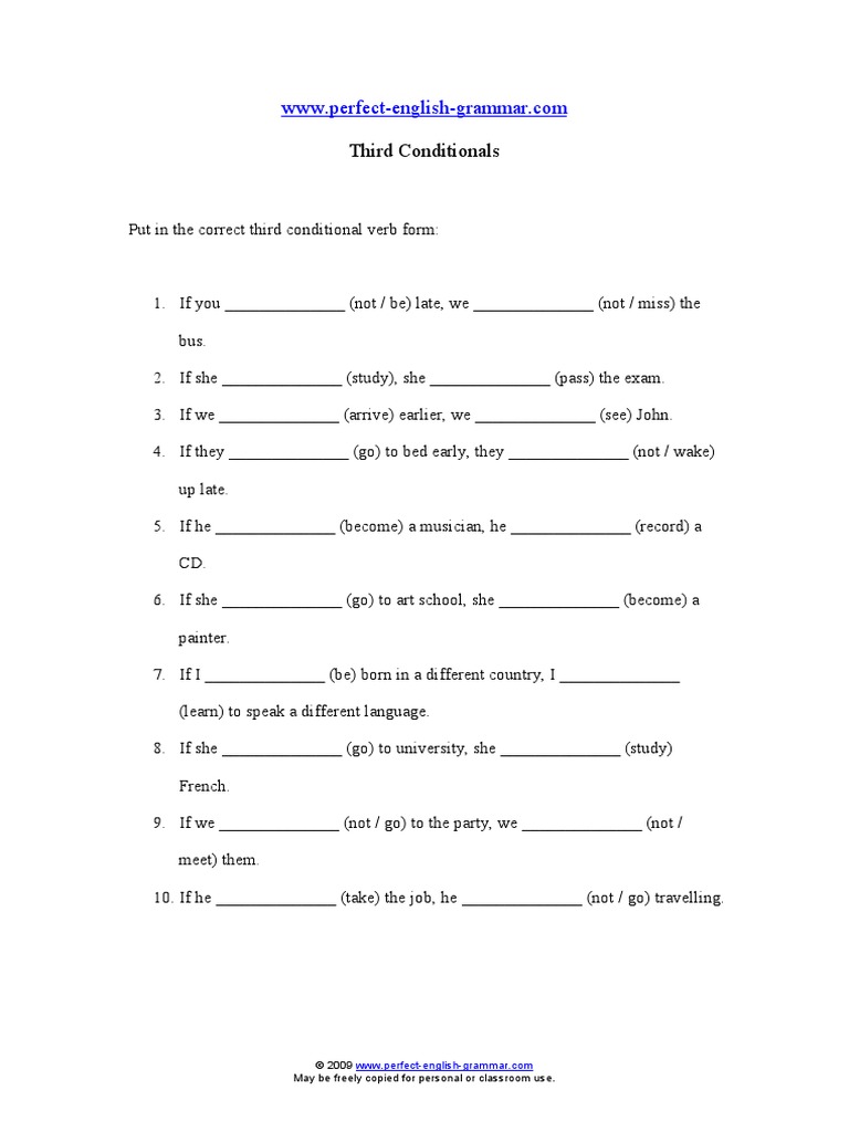 Third Conditional Form PDF | PDF